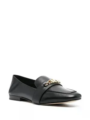 Michael Kors Logo-plaque Leather Loafers - Black