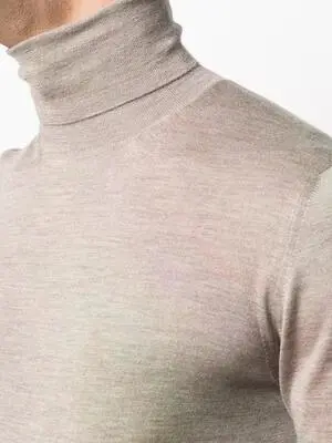 CRUCIANI Silk-cashmere Blend Roll-neck Jumper - Brown