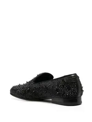 Philipp Plein Crystal Embellished Suede Calf Leather Moccasins
