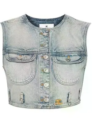 COURREGES Multiflex Cropped Denim Vest