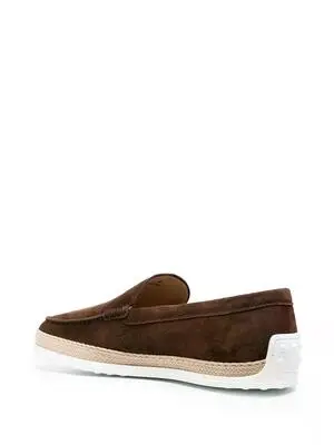 TOD'S Almond-toe Suede Loafers - Brown