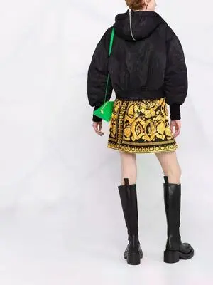 Versace Barocco Print Pleated Silk Skirt
