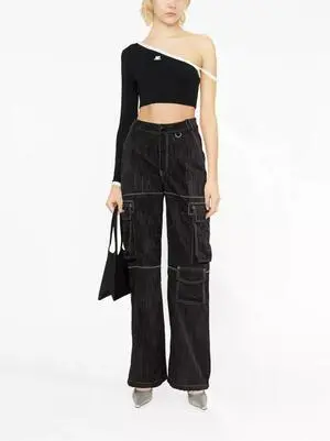 COURREGES One-shoulder Knitted Crop Top
