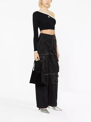 COURREGES One-shoulder Knitted Crop Top
