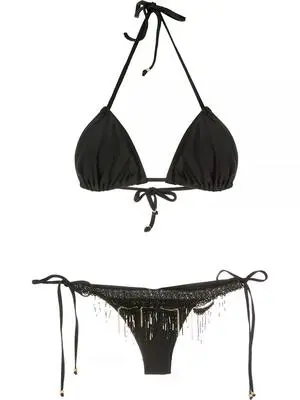 AMIR SLAMA Embroidered Triangle Bikini Set - Black