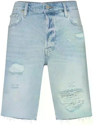 FRAME Le Slouch Distressed Bermuda Shorts - Blue