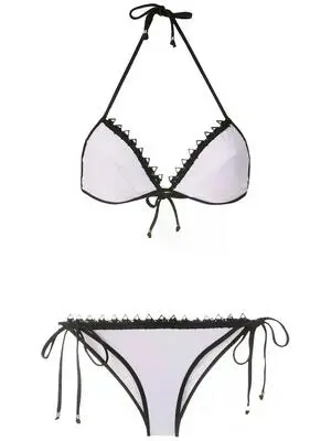 AMIR SLAMA Lace Trim Triangle Bikini Set - White