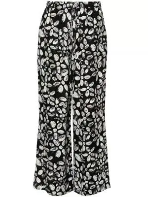 Marni Floral Crepe Straight Trousers - Black
