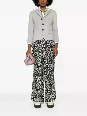 Marni Floral Crepe Straight Trousers - Black