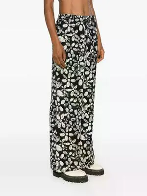 Marni Floral Crepe Straight Trousers - Black