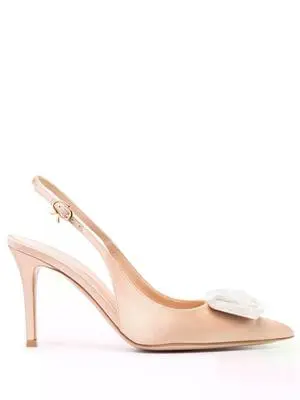 GIANVITO ROSSI Satin Crystal Embellished Slingback Pumps