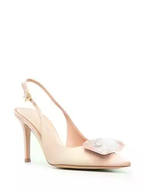 GIANVITO ROSSI Satin Crystal Embellished Slingback Pumps