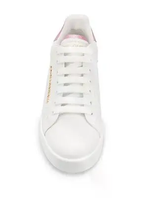 Dolce & Gabbana Portofino Leather Sneakers - White