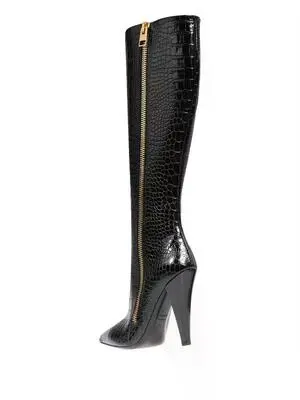 TOM FORD 110mm Embossed Crocodile Leather Boots