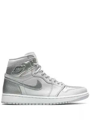 JORDAN Air 1 Retro High Co.jp Metallic Silver Sneakers - Grey