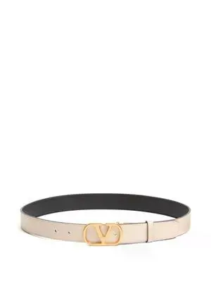 Valentino Garavani Vlogo Signature Leather Belt - Black