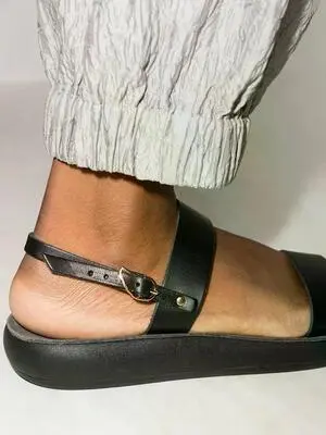 ANCIENT GREEK SANDALS Clio Comfort Flat Sandals - Black
