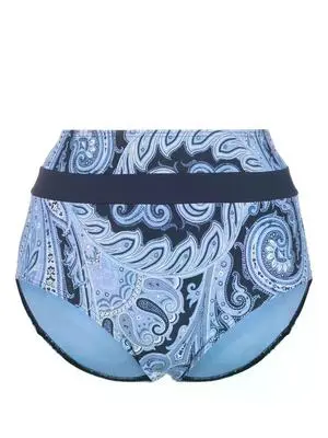 Marlies Dekkers Cache Coeur Paisley-print High-waisted Bikini Bottoms - Blue