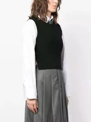 Thom Browne Cashmere Cropped Crew Neck Shell Top
