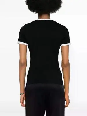 COURREGES Logo-patch Contrasting-trim T-shirt - Black