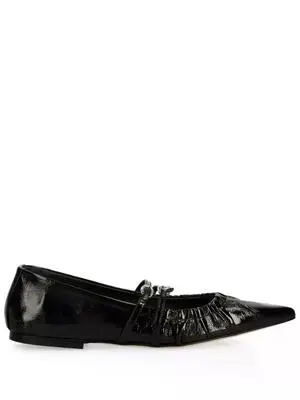 MSGM Ruched Ballet Flats - Black