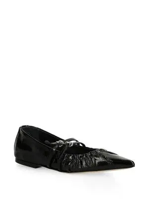 MSGM Ruched Ballet Flats - Black