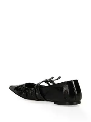 MSGM Ruched Ballet Flats - Black