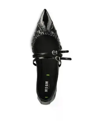 MSGM Ruched Ballet Flats - Black