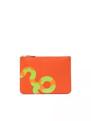 Comme Des Garçons Snake-print Card Holder - Orange