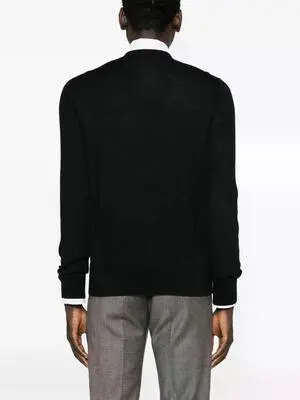 Dsquared2 Logo Embroidered Virgin Wool V-neck Cardigan - Black