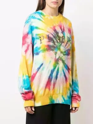 Philipp Plein Tie-dye Embellished Cotton-blend Sweatshirt