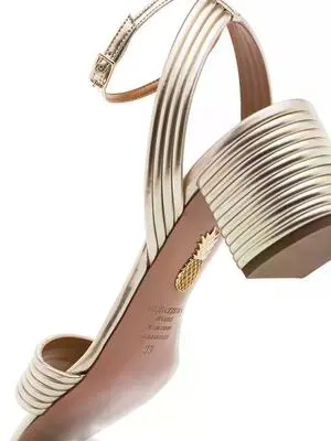 AQUAZZURA 50mm Sundance Leather Sandals - Gold