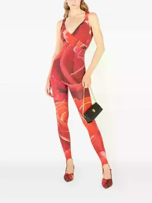 Roberto Cavalli Rose-print Stirrup Jumpsuit