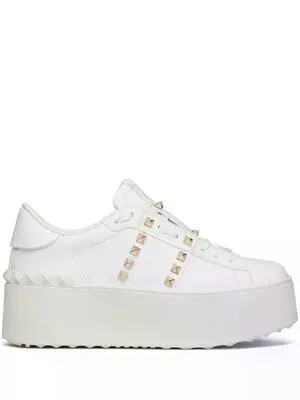 Valentino Garavani Rockstud Untitled Calfskin Flatform Sneakers