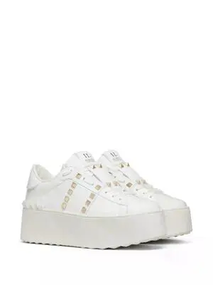 Valentino Garavani Rockstud Untitled Calfskin Flatform Sneakers