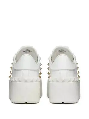 Valentino Garavani Rockstud Untitled Calfskin Flatform Sneakers
