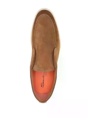 Santoni Suede Slip-on Boots - Brown