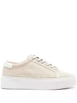 Calvin Klein Logo-print Flatform Sneakers - Neutrals