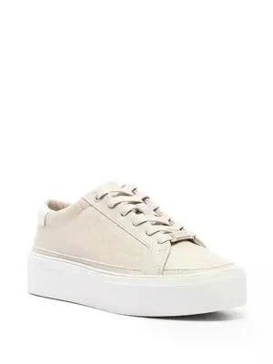 Calvin Klein Logo-print Flatform Sneakers - Neutrals