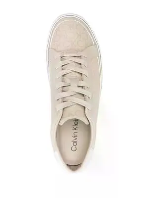 Calvin Klein Logo-print Flatform Sneakers - Neutrals