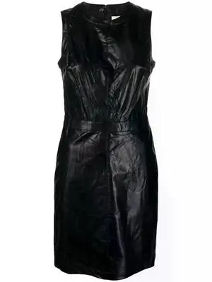 Michael Kors Faux Leather Mini Dress - Black