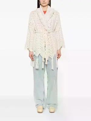 Alanui Chevron-knit Fringed Cardigan