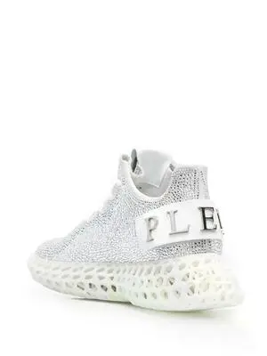 Philipp Plein Skeleton Runner Embellished Sneakers - Silver