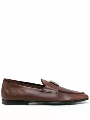 Dolce & Gabbana Interlocking Dg-plaque Loafers - Brown