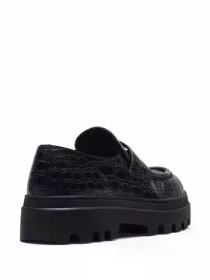 Car Shoe Crocodile-effect Leather Moccasins