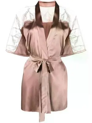 FLEUR OF ENGLAND Lilian Lace-detail Robe - Pink