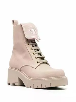 CHIARA FERRAGNI Eyelike-embroidered Denim Boots