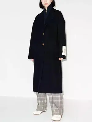 GOLDEN GOOSE Single-breasted Coat With Logo Patch
