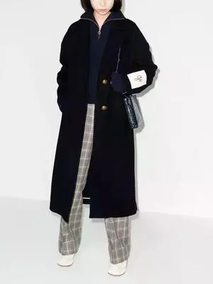 GOLDEN GOOSE Single-breasted Coat With Logo Patch