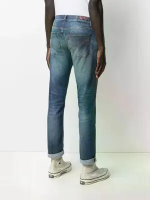 DONDUP Whiskered-thigh Bleach-wash Jeans - Blue